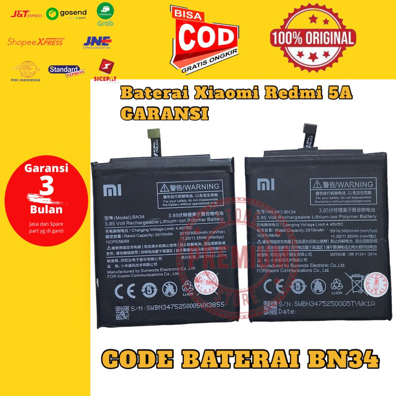 Jual batre baterai xiaomi redmi 5a Batre Bn34 batre xiaomi redmi 5a ...