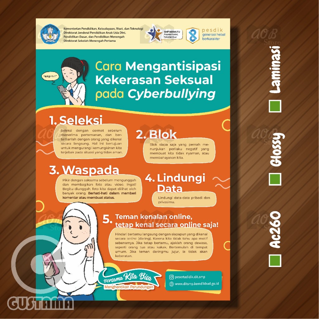 Jual Poster Mengantisipasi Kekerasan Seksual Cyber Bullying, Poster Edukasi Kemdikbud Laminasi ...