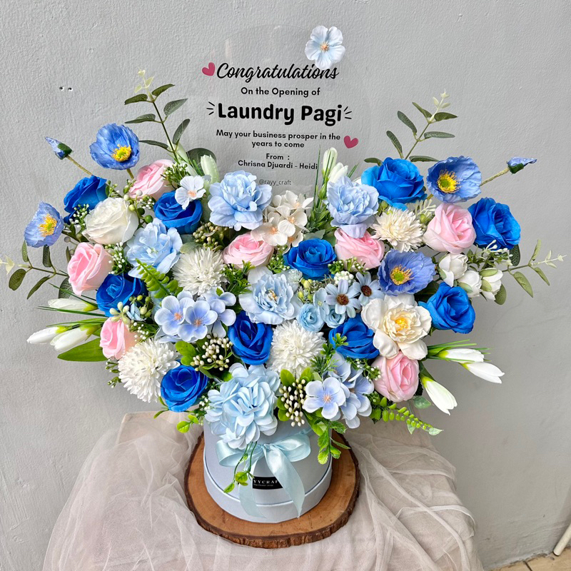 Jual FLOWER BOX AKRILIK UCAPAN OPENING BUNGA PLASTIK KADO ULTAH WISUDA ...