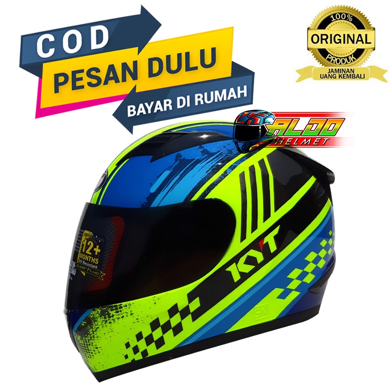 Jual Helm KYT R-10 | Kyt R10 motif #4 YELLOW FLUO BLUE | kyt fullface ...
