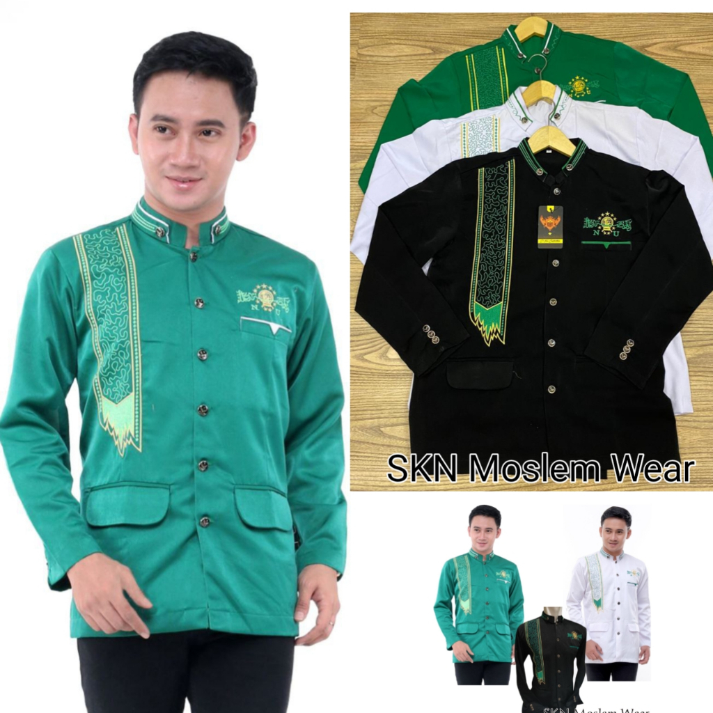 Jual SKN Jasko Motif Sorban NU Baju Muslim Pria Bordir Nahdhatul Ulama ...