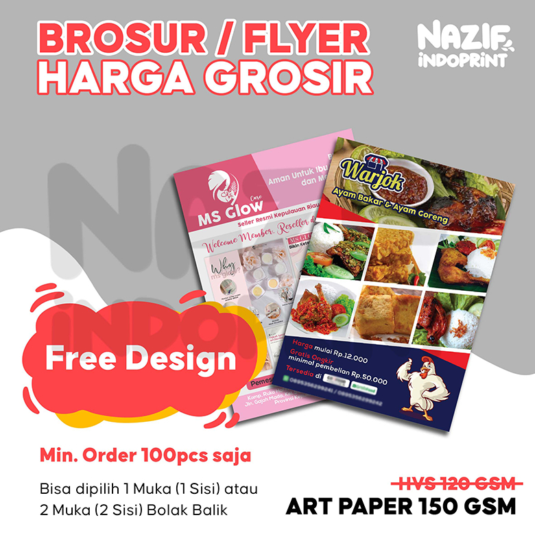 Jual [FREE DESIGN] Brosur Custom / Pamflet / Flyer / Bahan Art Paper ...