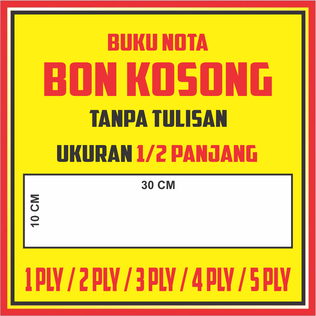 Jual BUKU NOTA BON KOSONG POLOS TANPA TULISAN UKURAN 1/2 MEMANJANG ...