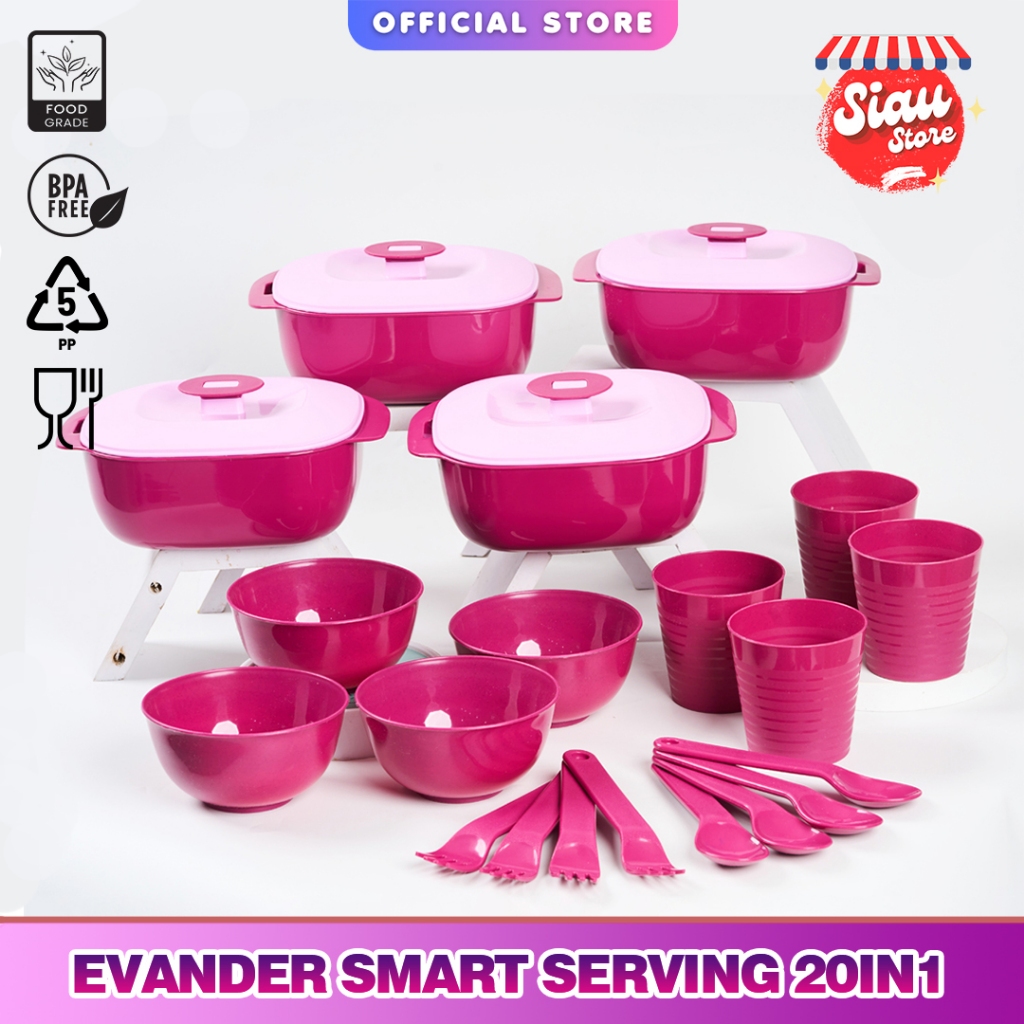Jual SIAU STORE CPM EVANDER SMART SERVING SET OF 20 PCS/PAKET PRASMANAN | Shopee Indonesia