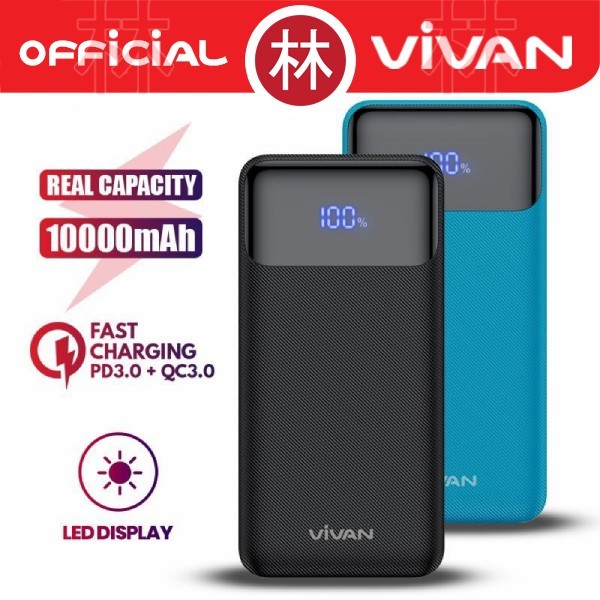 Jual Vivan VPB-X10 10000mAh 20W Two-Way Quick Charge LED Powerbank PD ...