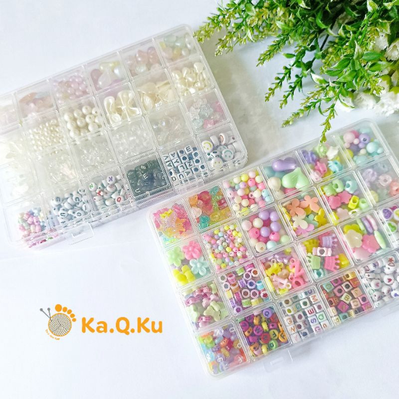 Jual PAKET BOX MANIK MOTE TOPING LENGKAP 24 SEKAT BAHAN KALUNG GELANG ...