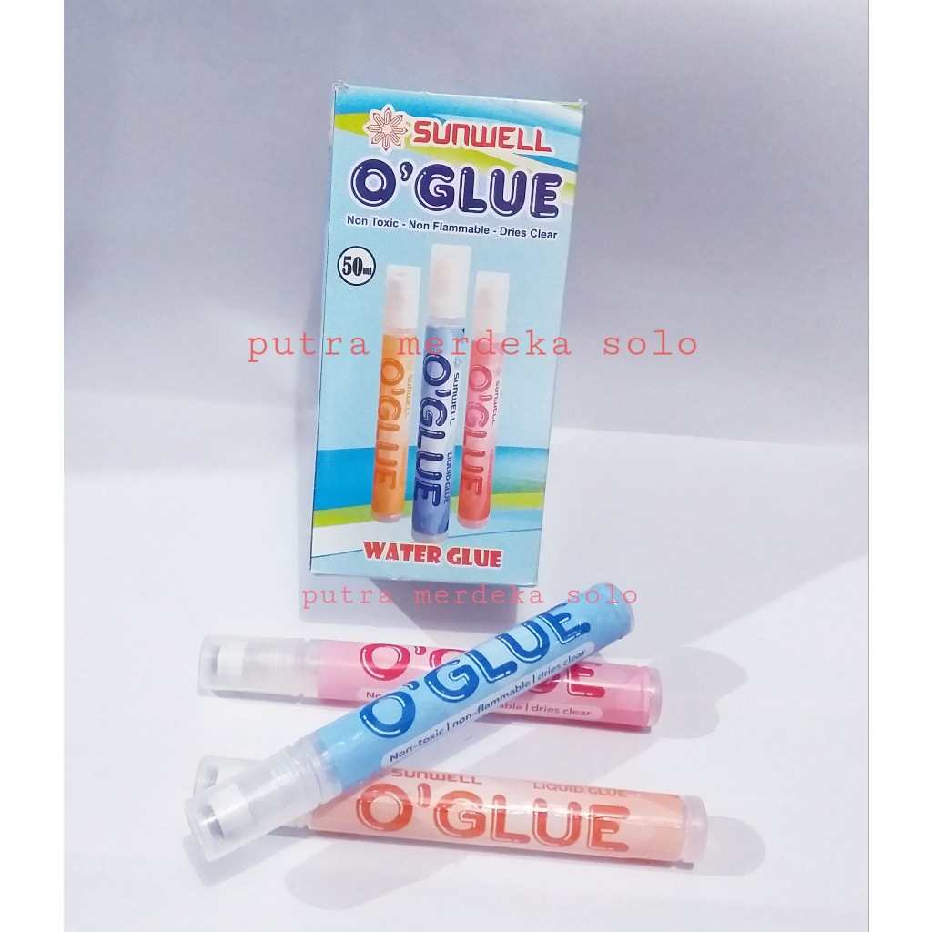Jual LEM KERTAS SUNWELL OGLUE / Lem Cair / Water Glue O'Glue (1 pak isi 12 Pcs) | Shopee Indonesia