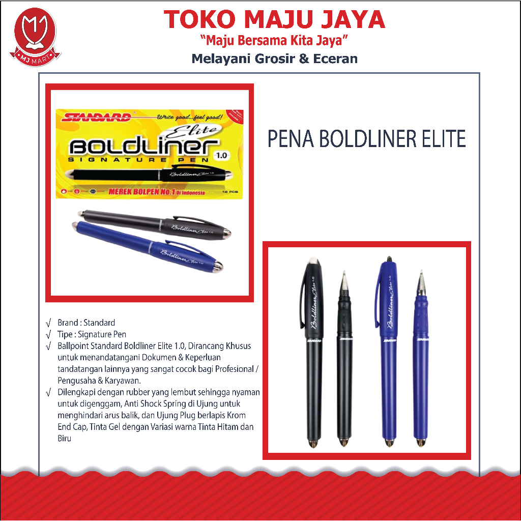 Jual PENA BOLDLINER ELITE HITAM/BLUE | Shopee Indonesia