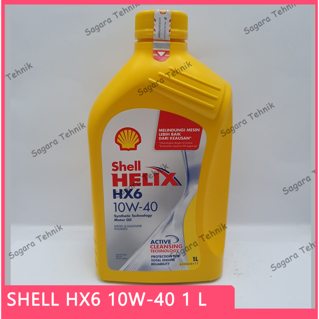 Jual Oli Mobil Shell Helix HX6 SAE 10W-40 10W40 Botol 1 Liter 1L Bensin ...