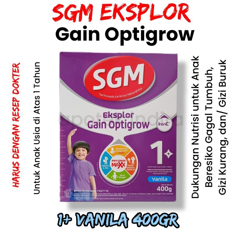 Jual SGM GAIN OPTIGROW 1+ VANILA 400GR | Shopee Indonesia