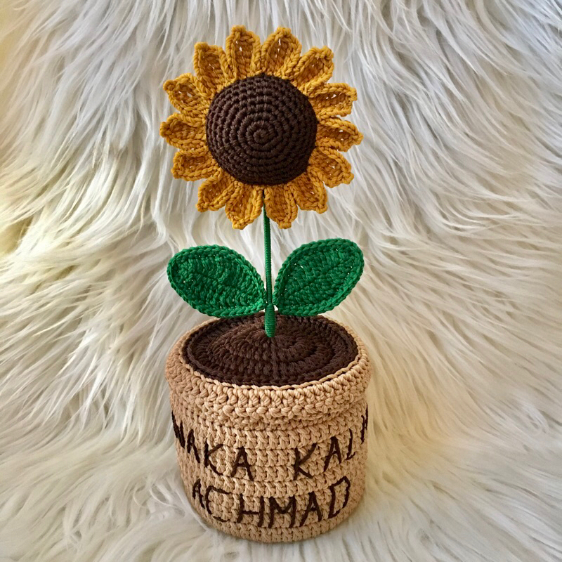 Jual [CUSTOM Pakai Nama] BIG SIZE Pot Flower Rose Sunflower Tulip Daisy ...