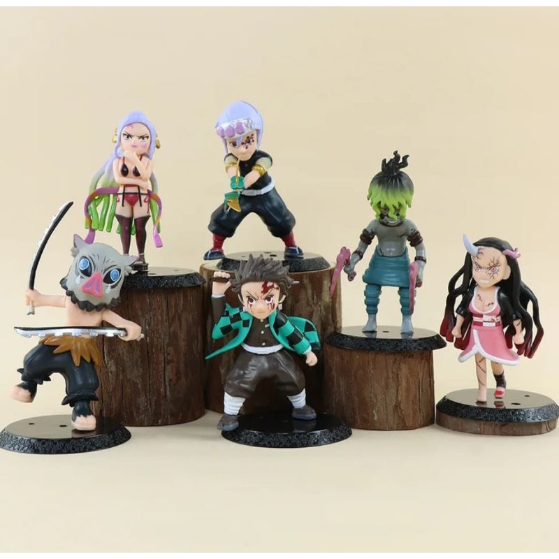 Jual kimetsu no yaiba demon slayer figure set 6 daki gyutaro tanjiro ...