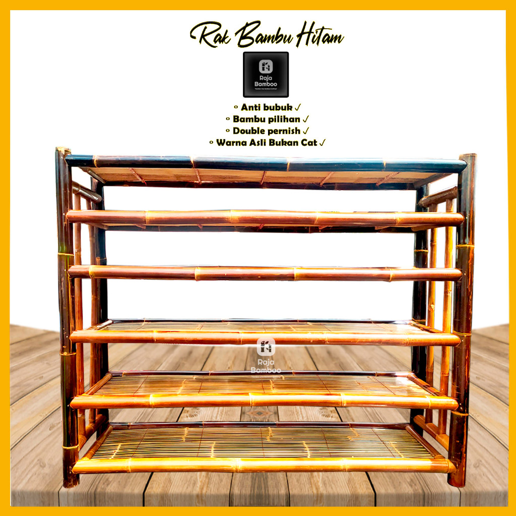 Jual Rak Susun Estetik | Rak Susun Bambu | Rak Bambu Hitam Serbaguna ...