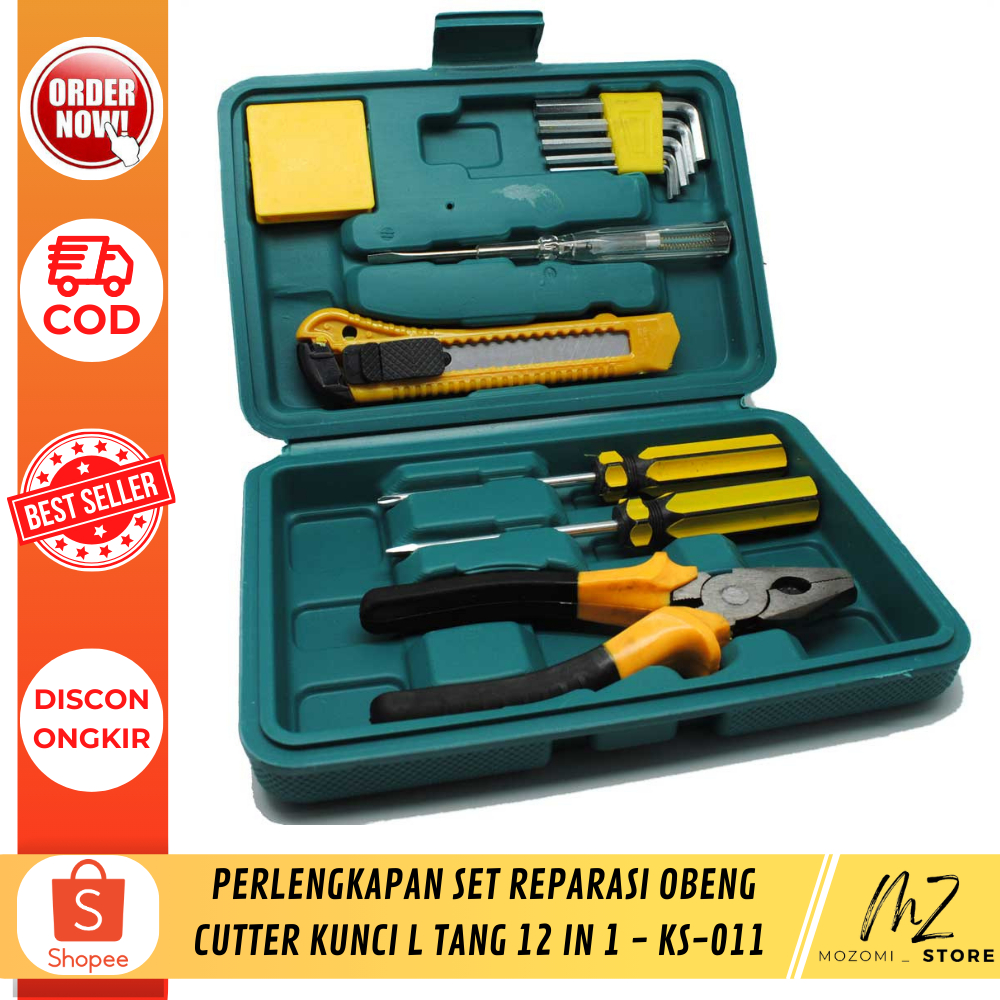 Jual Tool Box Taffware Perlengkapan Set Reparasi Obeng Cutter Kunci L ...