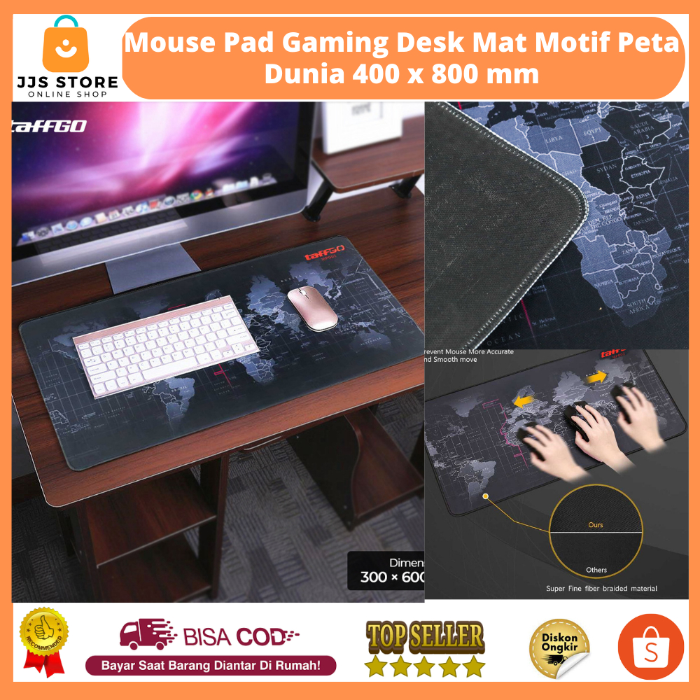 Jual TaffGO Gaming Mouse Pad Desk Mat Motif Peta Dunia 400 x 800 x 2 mm ...