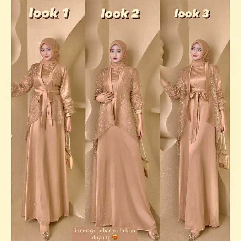 Jual Fuji Dress satu Set Inner Outer Kimono Queenbee Fashion Gamis ...