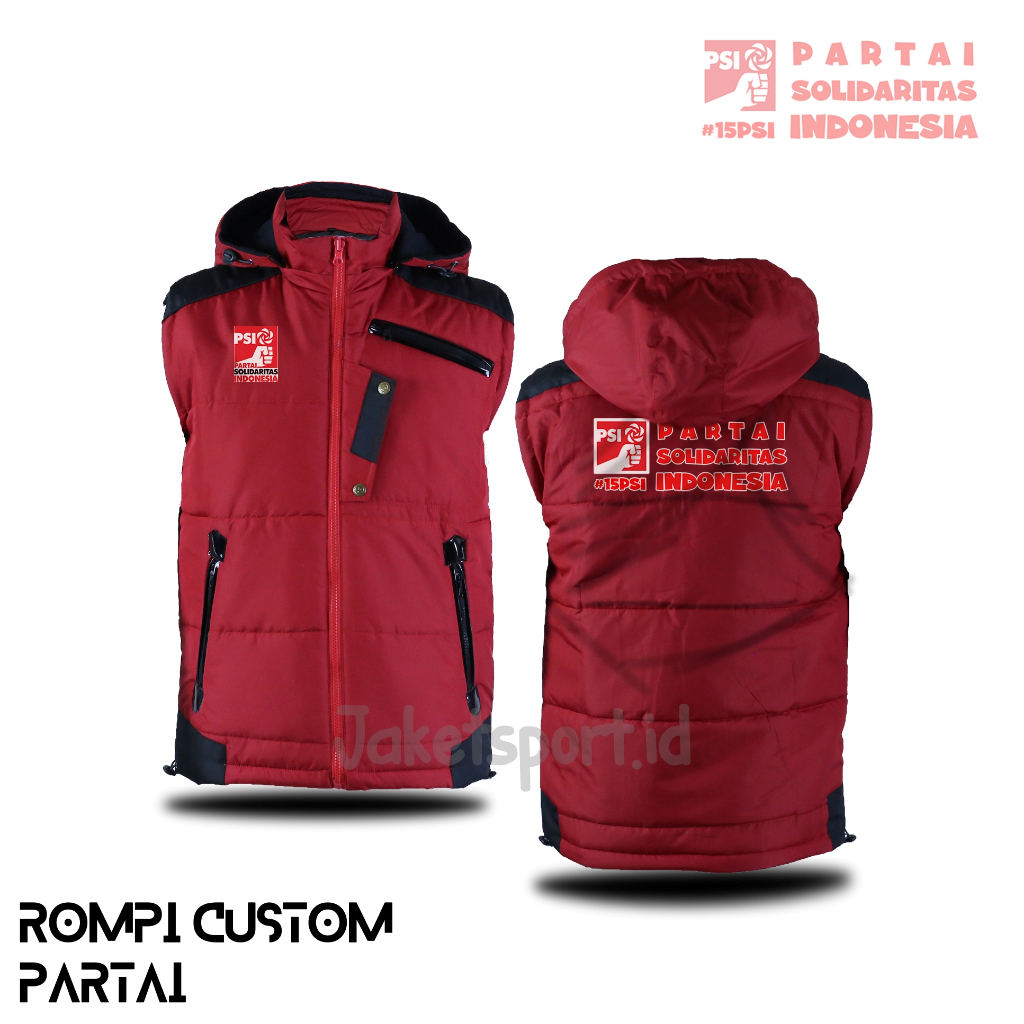 Jual Rompi Vest PSI / Rompi Pria Partai Solidaritas Indonesia / Rompi ...