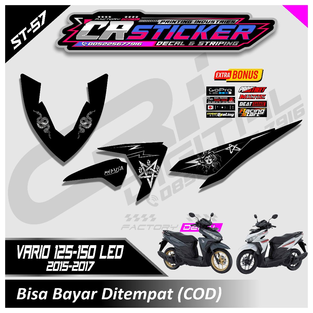 Jual STRIPING MOTOR VARIO 125-150 LED OLD STICKER VARIASI DESAIN MEDUSA ...
