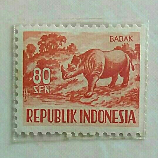 Jual (AD) Perangko Indonesia 1956 Hewan Kecil - Badak 80 sen Mint ...