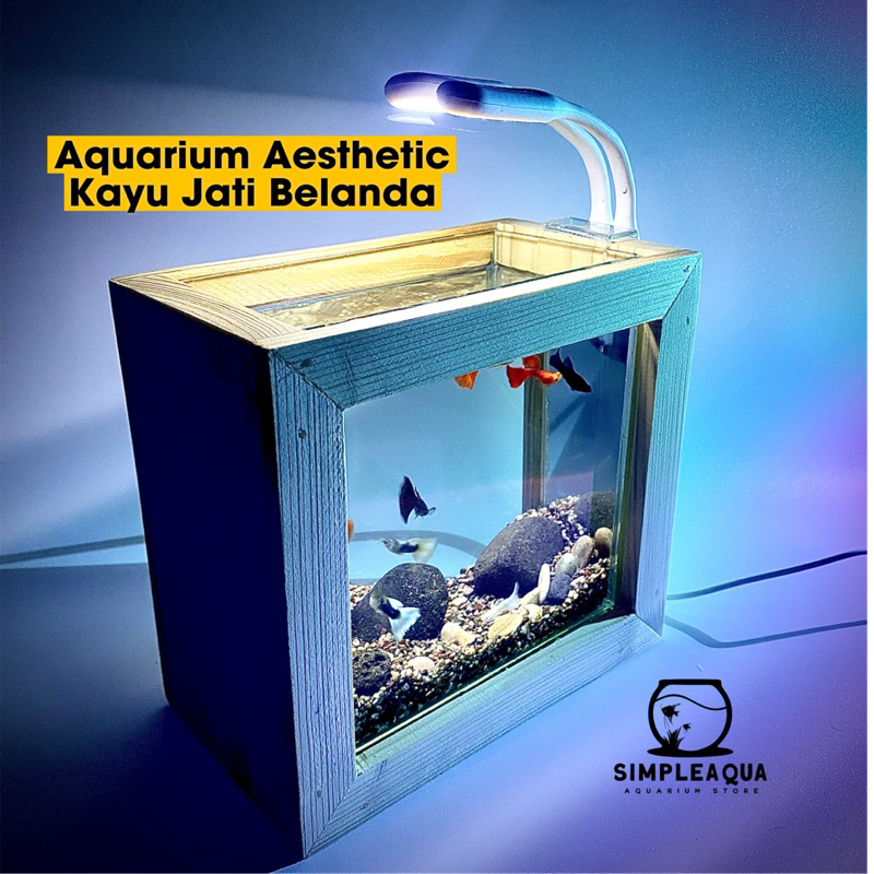 Jual Aquarium Kayu Mini Best Seller ! Komplit Aquarium Led Filter ...