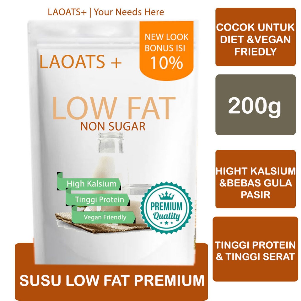 Jual Susu Low Fat Bubuk Laoats Non Sugar (200G) | Shopee Indonesia