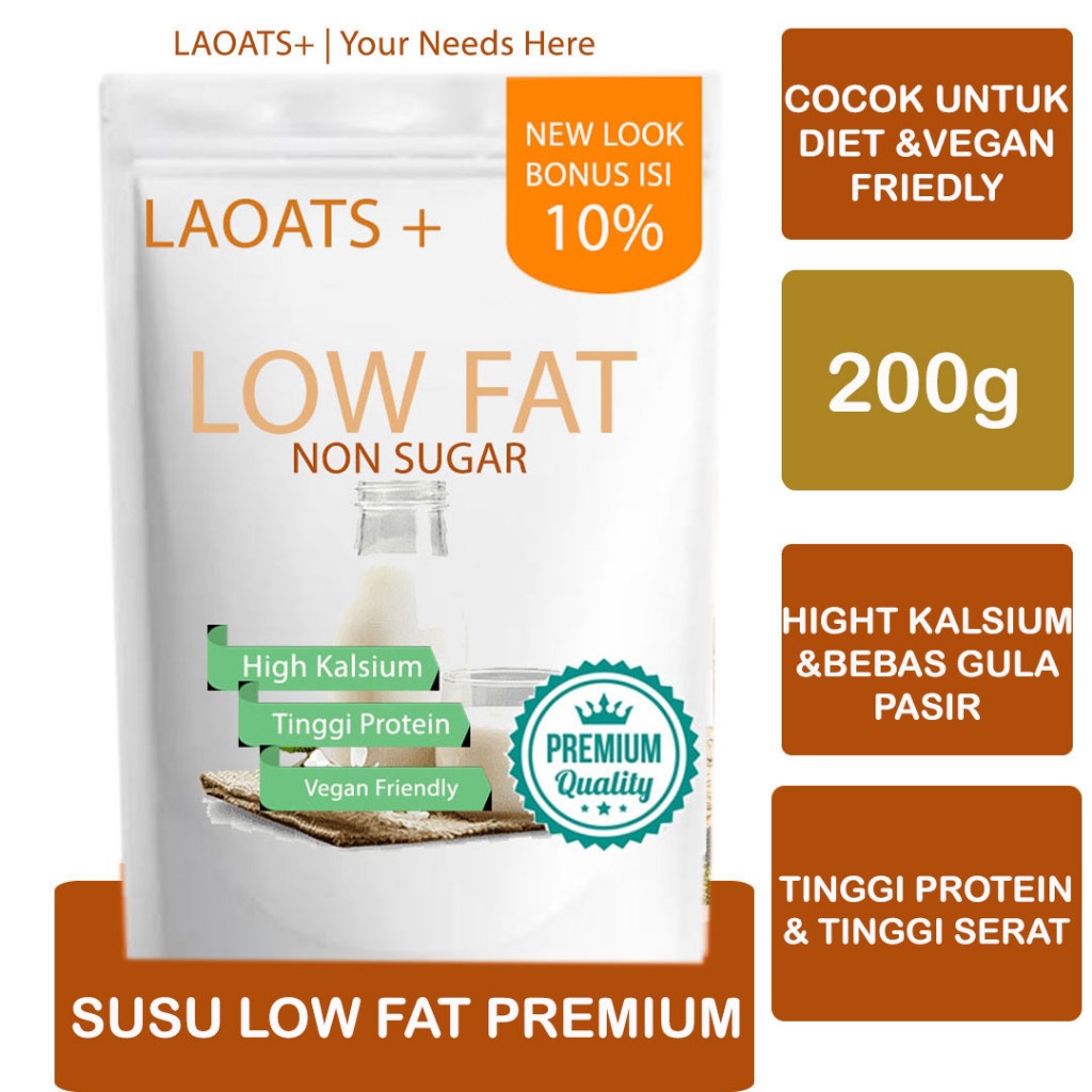 Jual Susu Bubuk Low Fat Non Sugar Laoats | Shopee Indonesia