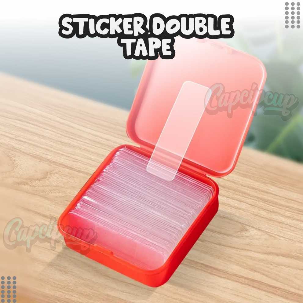 Jual Sticker Double Tape Isi 60 Pcs Tape Perekat 2 Sisi Transparan Free Box Isi 60pcs Double ...