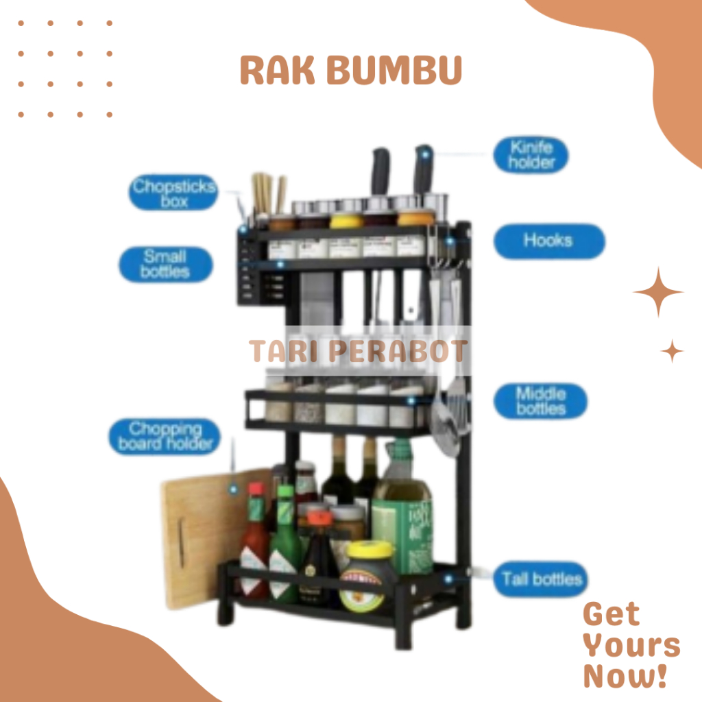 Jual Rak Dapur Serbaguna 3 Susun Rak Bumbu Dapur Minimalis - TARI ...