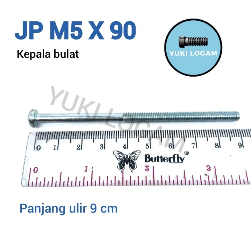 Jual Baut M5 X 90 panjang 9 cm kepala bulat JP | Shopee Indonesia