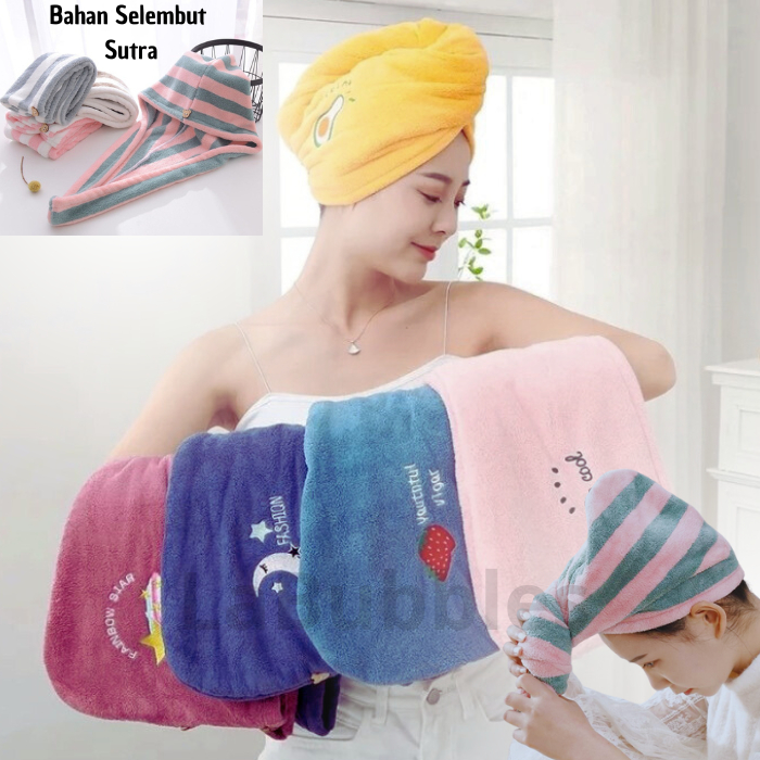 Jual Handuk Keramas Pengering Rambut Kepala Model Kancing Bahan ...