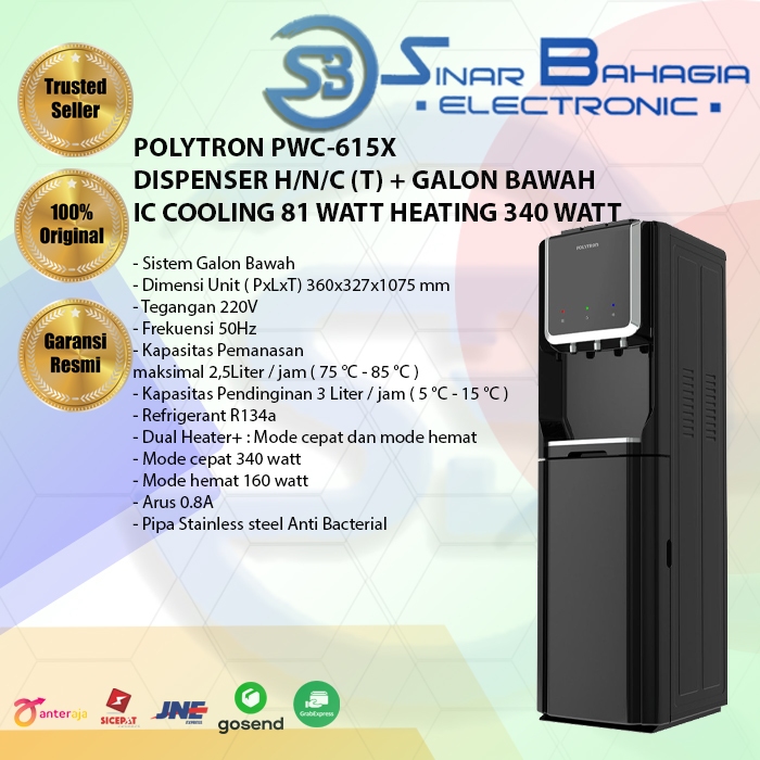 Jual POLYTRON PWC-615X DISPENSER H/N/C (T) + GALON BAWAH IC COOLING 81 ...