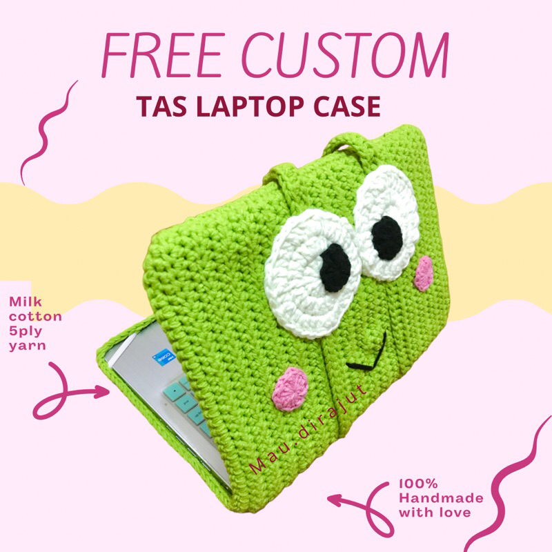 Jual Laptop/ipad/tab sleeve crochet | tas laptop rajut custom handmade ...