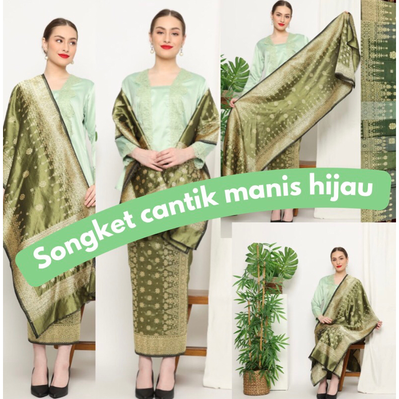 Jual ANEKA SONGKET CANTIK MANIS HIJAU TERBARU/ SONGKET CANTIK MANIS SAGE GREEN | Shopee Indonesia
