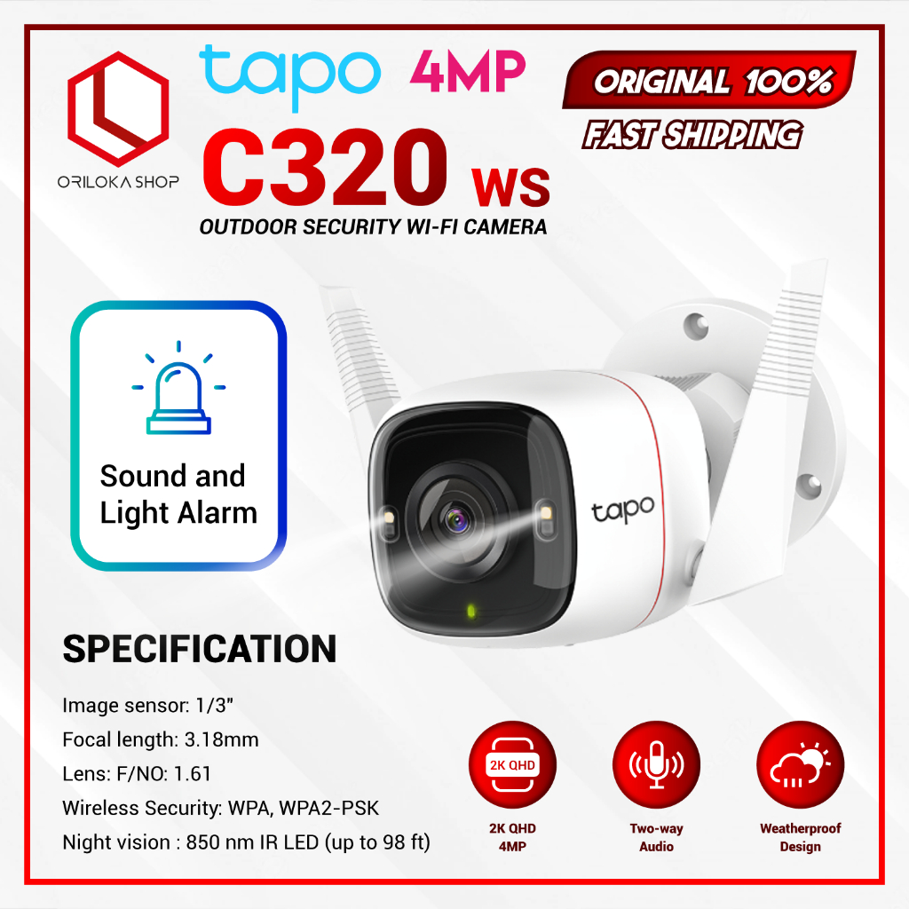 Jual TP-Link TAPO C320WS Smart IP Camera CCTV 4MP 2K QHD Outdoor WiFi ...