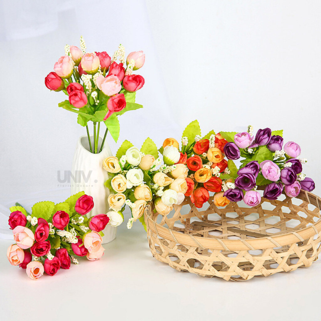 Jual BUNGA ROSE KUNCUP MINI PLASTIK ARTIFICIAL FLOWER BUKET ROSE PALSU ...