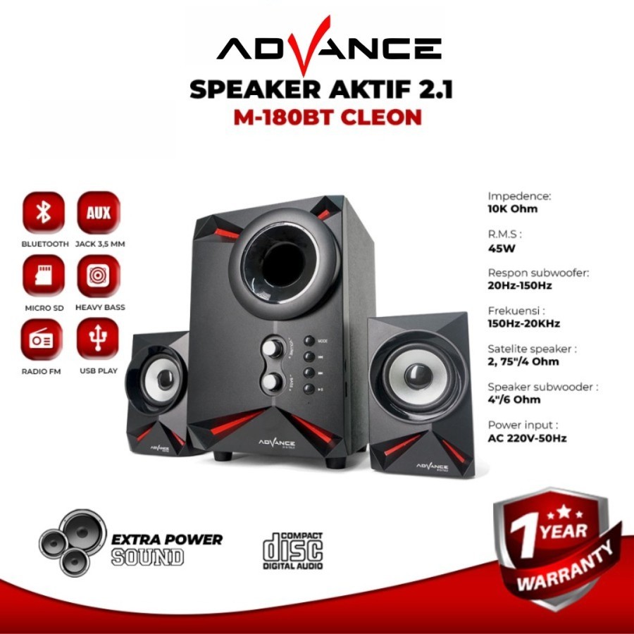 Jual Speaker Aktif Advance M180 BT M-180 M180 M180BT Cleon Bluetooth Subwoofer BASS Power Sound ...