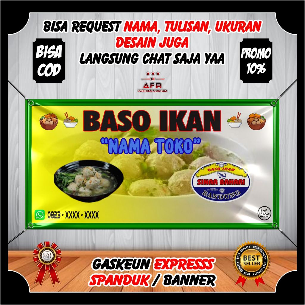 Jual Bisa Cod - Spanduk Banner Backdrop Baso Bakso Ikan - Banner Benner ...
