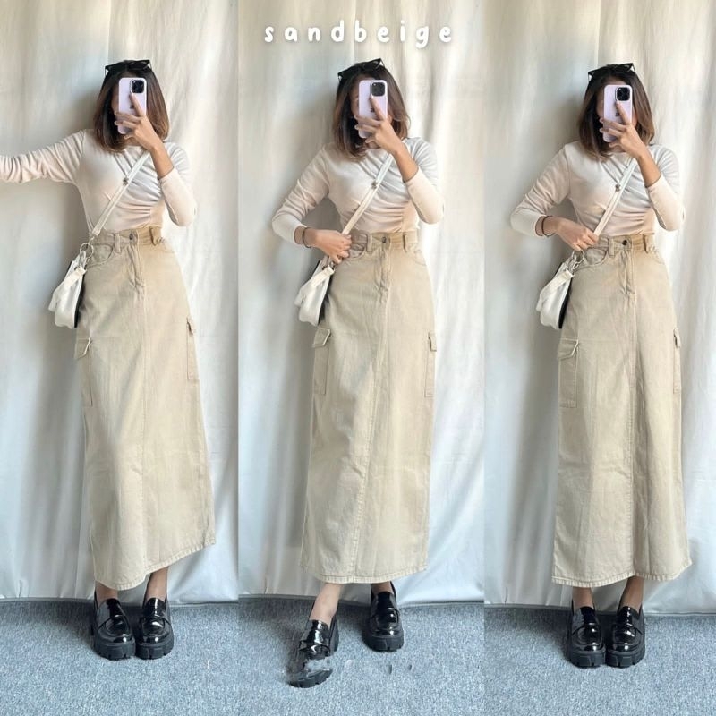 Jual Rok Cargo Jeans Premium Korean Style / Rok Jeans Cargo Original ...