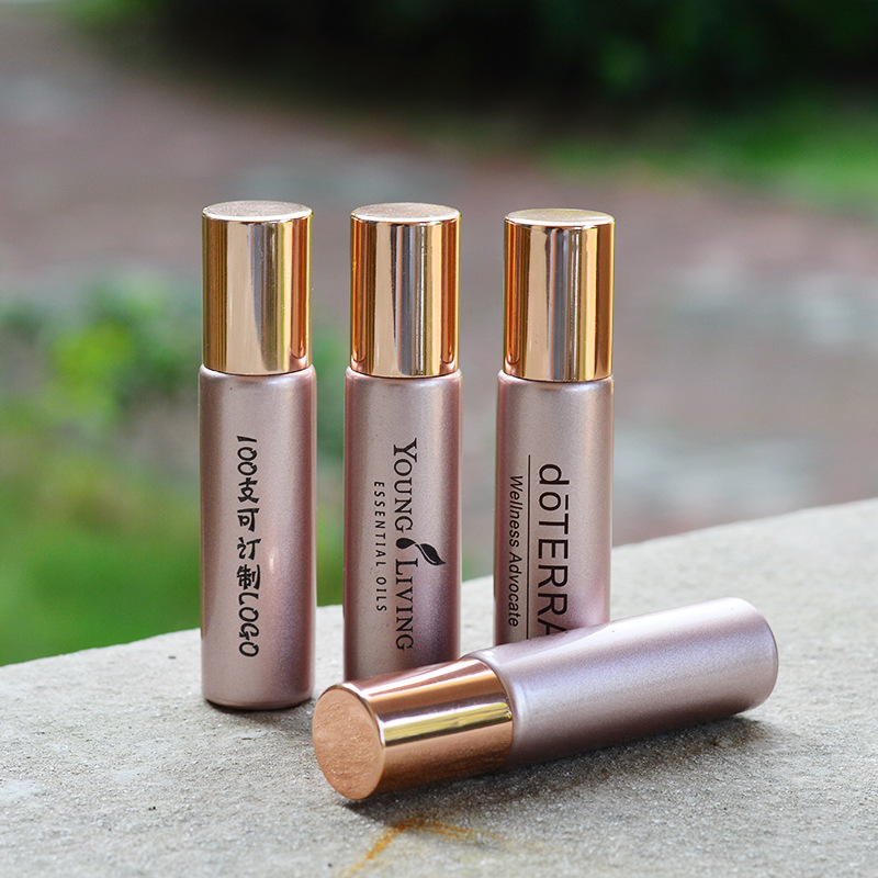 Jual Botol kaca uv coated pink rose gold roll on roller premium ...
