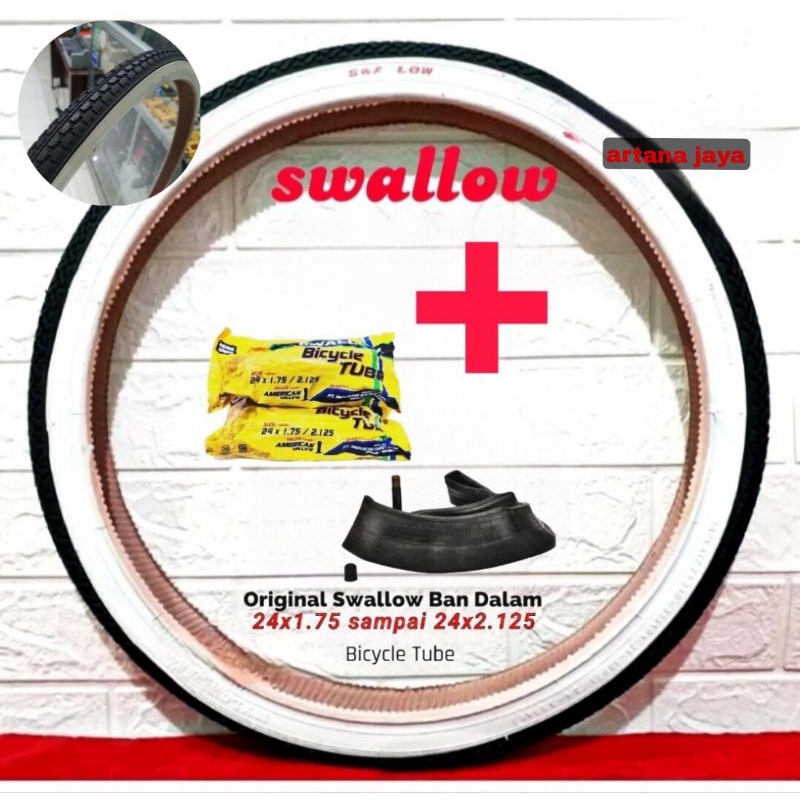 Jual ban sepeda ukuran 24x1.75 swallow luar dalam ban sepeda dewasa 24 in | Shopee Indonesia