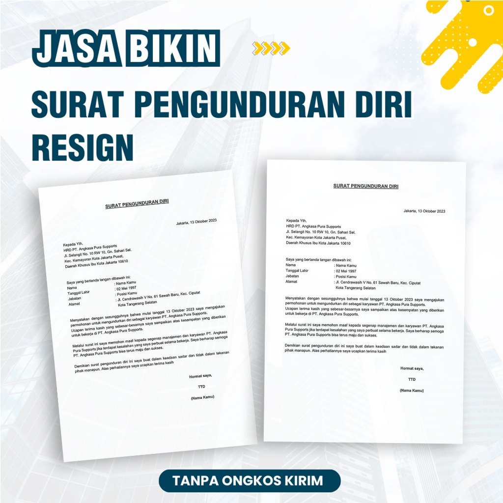 Jual Bikin Surat Pengunduran Diri / Risign / Kerja | Shopee Indonesia