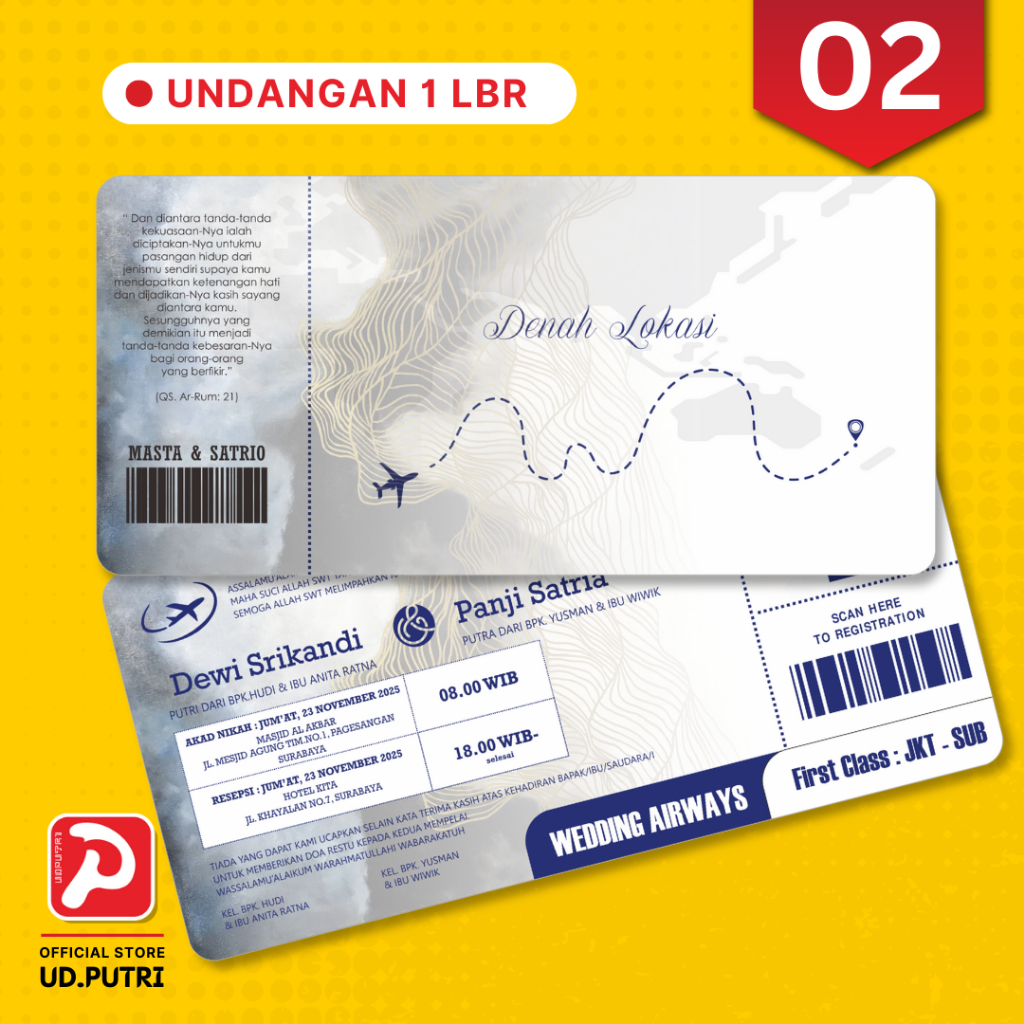 Jual UNDANGAN PERNIKAHAN BOARDING PASS/TIKET PESAWAT/SIMPEL DAN ELEGAN ...