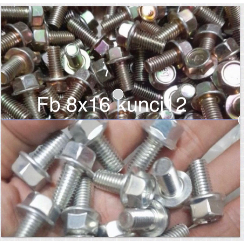 Jual paket 50 pcs/ baut flange m8×16 baut step kunci 12 | Shopee Indonesia