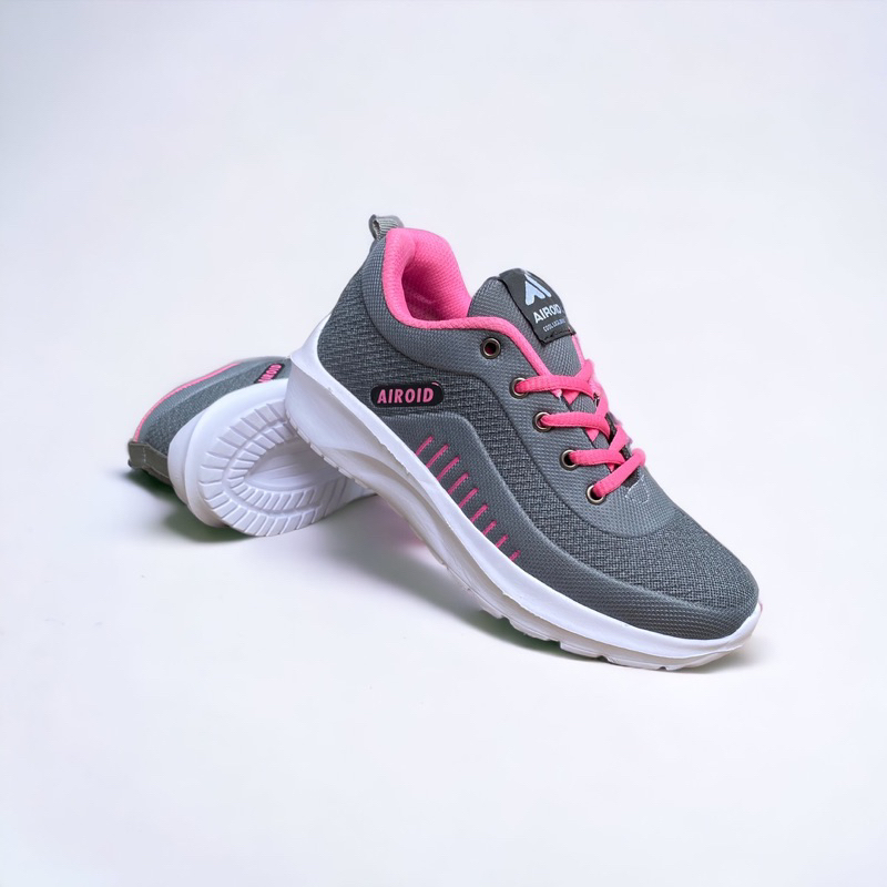 Jual AIROID - Sepatu Sneakers Olahraga Wanita Abu Pink | NEO 36-40 ...