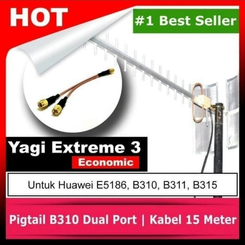Jual ANTENA MODEM / ROUTER YAGI EXTREME SMA PORT 15 METER FOR ORBIT ...