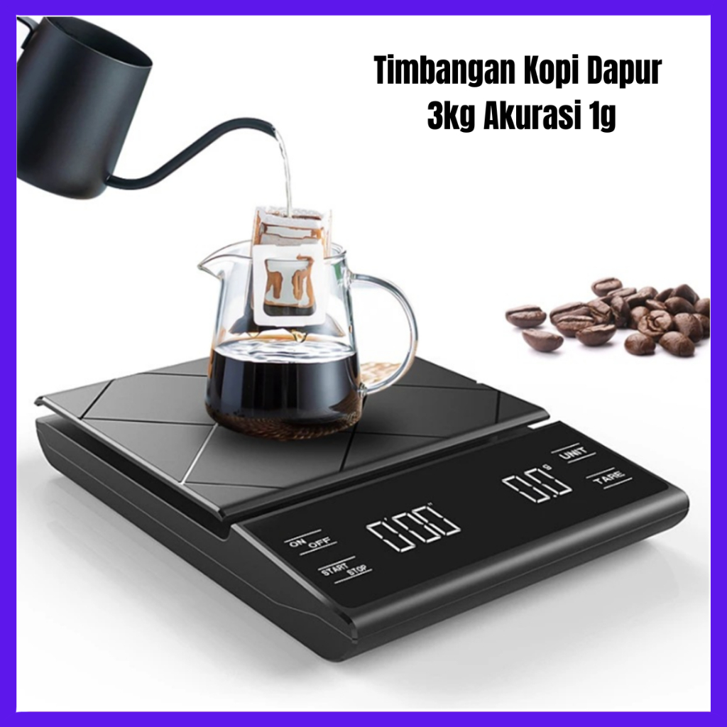 Jual Timbangan Digital Scale Kopi Timer Digital Coffee with TIMER 3kg / Timbangan dapur ...
