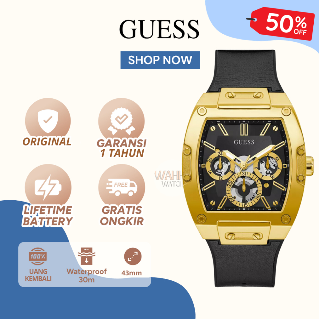 Jual Jam Tangan Analog Guess Pria Guess GW0202G1 - Balck & Gold PHOENIX ...