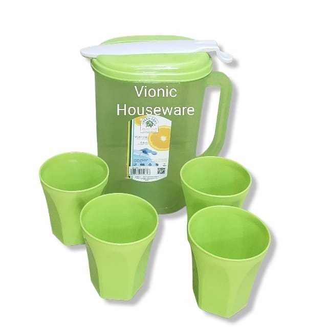 Jual Eskan 2,1 Liter GreenLeaf Water Jug Per Stainless + Gelas Set ...