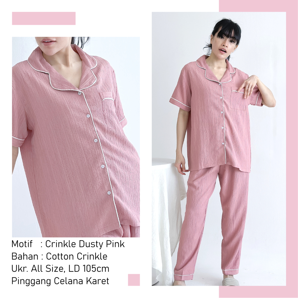 Jual Motif Crinkle Dusty Pink - Piama Baju Tidur Piyama Sleepwear ...