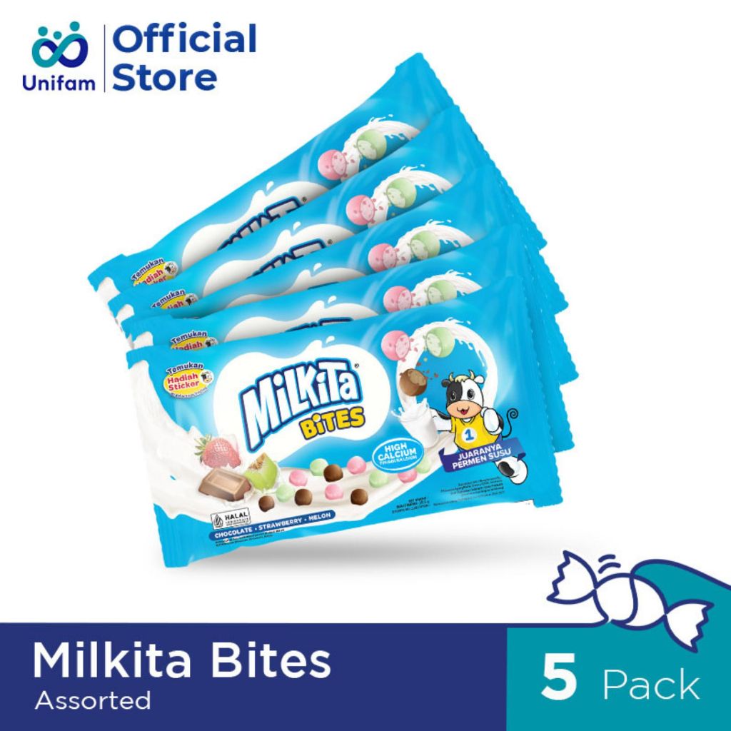 Jual Milkita Bites Paket 5 Pack- Permen Susu Rasa Cokelat, Stroberi ...
